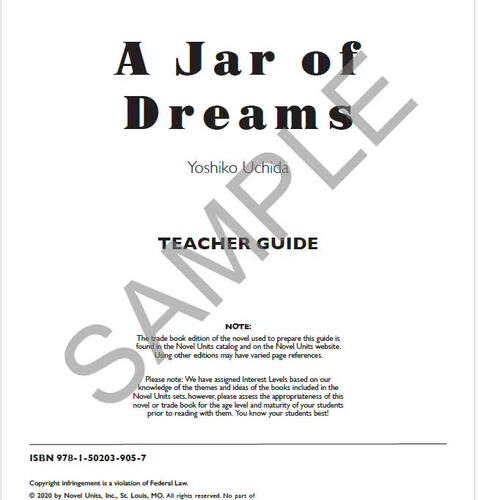 A Jar of Dreams Novel Units® Teacher Guide Novel Study Grade 3, 4, 5