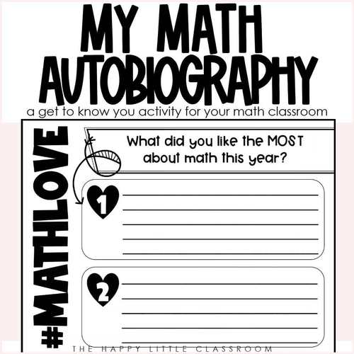 My Math Autobiography | Math-Focused Getting to Know You Activity