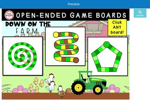 Farm Animals Open-Ended Game Board Digital Boom Cards™ Activity | TPT