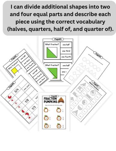 First Grade Fractions Worksheet and Partitioning Shapes Halves Thirds ...