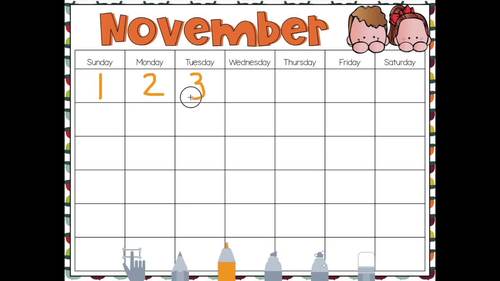 Seesaw Calendar | November Digital Calendar by Keri Brown | TPT