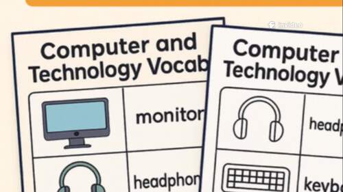 Computer Parts for Kindergarten Color & B/W Activities Cut & Paste Matching