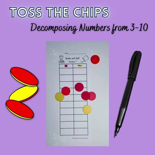Decomposing Numbers up to 10 Kindergarten Math Center - Toss the Chips