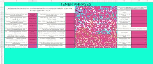 Tener Phrases Digital Mystery Picture | Spanish Pixel Art by La Profe ...