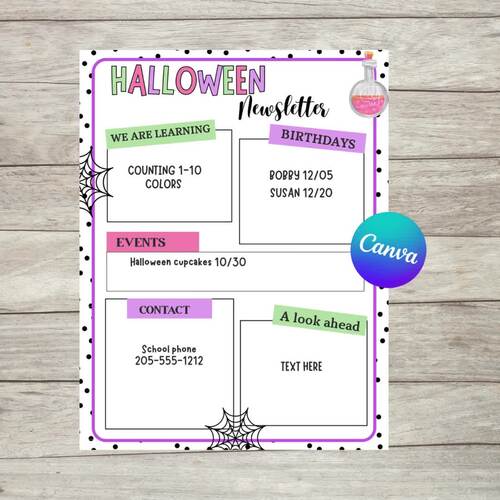 Editable Halloween Newsletter Class Template October Retro Groovy ...