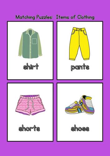 Colorful Clothing and Apparel Matching Puzzle Worksheet in Style