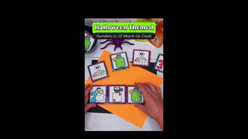 Halloween Themed Numbers to 10 Match-Up Cards Hands on Math Center Activity