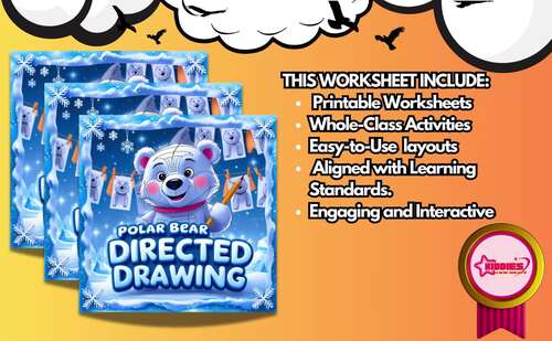 Directed Drawing Polar Bear Winter, How to Draw Polar Bear 3rd,4th,5th ...