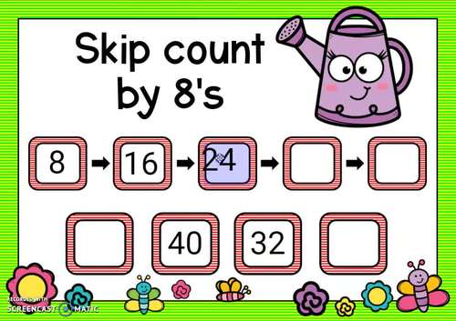 Skip Count by 8 Boom Cards™ Distance Learning Multiplication by ...