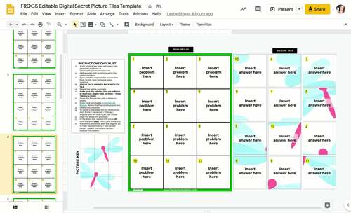 Frogs Digital Editable Google Slide Secret Pictures | Distance Learning