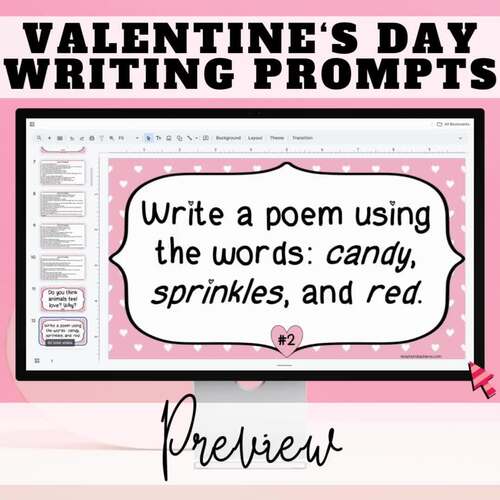 February Daily Writing Journal Prompts, Valentine Digital Writing ...