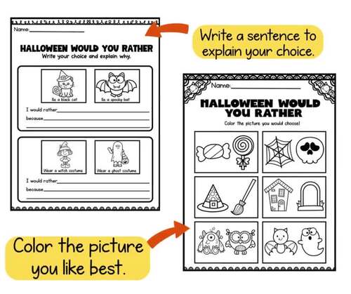 Halloween Would You Rather Questions Writing Prompts by Kidz Learning ...