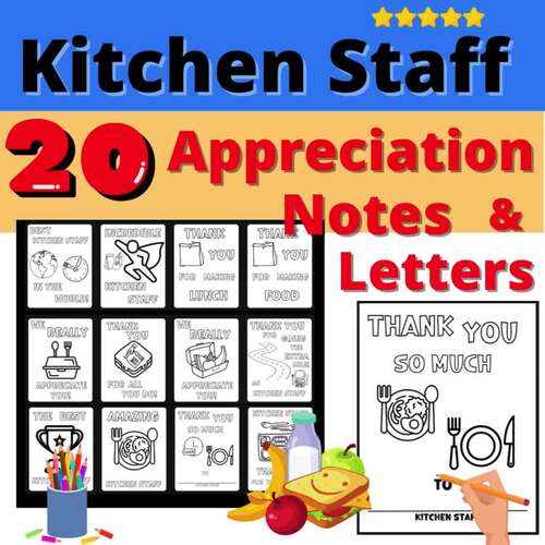 Kitchen Staff Appreciation Thank You Cards Notes Letters Lunch Lady ...
