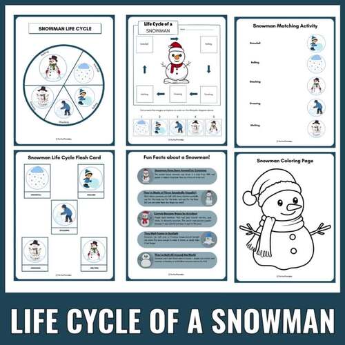 Life Cycle of a Winter Snowman: Winter Science Center Activities & Fun ...