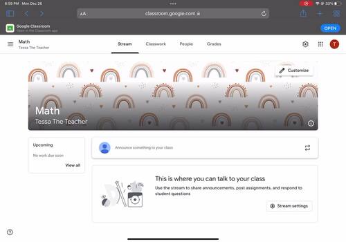 ANIMATED Google Classroom Header Banner GIF - BOHO RAINBOWS AND HEARTS