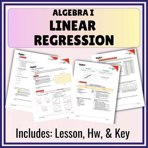 Linear Regression Guided Notes, Worksheets | 8th-10th Grade Algebra