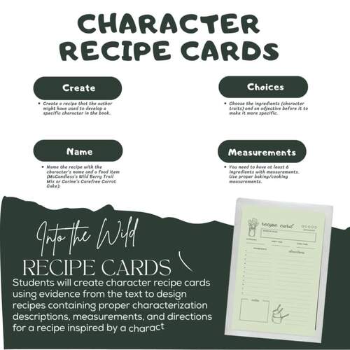 Into the Wild Character Analysis Recipe Cards by JennyedELA | TPT