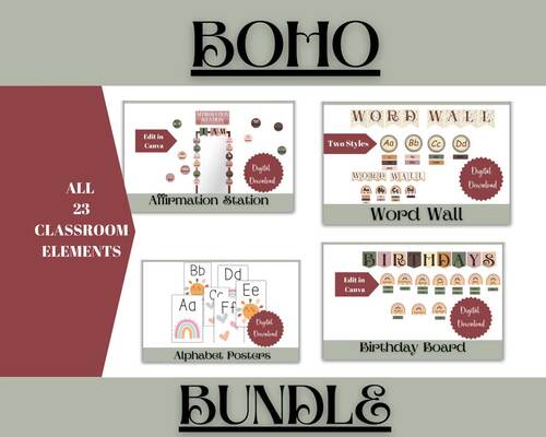 BOHO Classroom Bundle Classroom Decorations BOHO Style | TPT