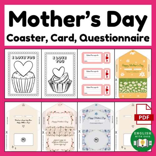 Mother's Day Coaster, Questionnaire, Card, Craft, Coupon DIY Gifts ...