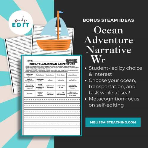 Ocean Adventure Story Writing Activity Editing Sub Plans 2nd 3rd 4th 5th