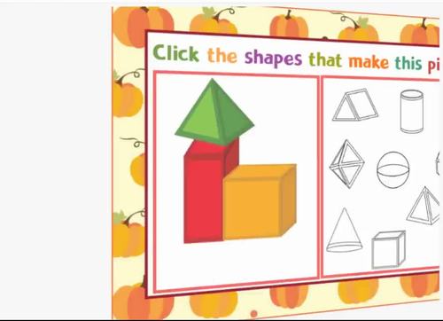 #funtober Fall Math Activity Composing 3D Shapes Boom Cards | TPT