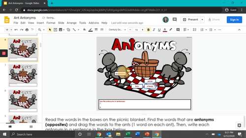 Ant Antonyms | Digital | Distance Learning by Just a Teacher Life