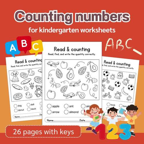 Counting Vocabulary,counting number worksheets for kindergarten to 1st ...