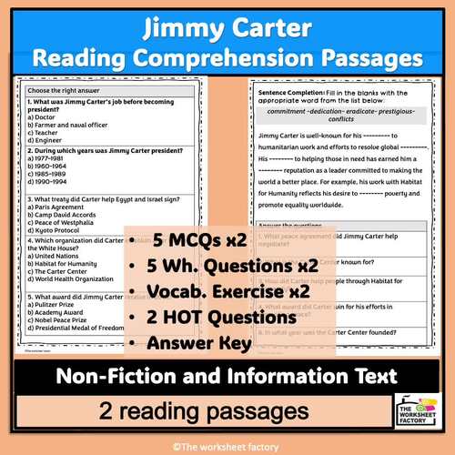 Jimmy Carter Non Fiction Reading Comprehension and Information Texts ...