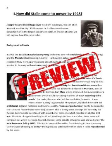 IB History: Authoritarian States - Stalin Entire Course Notes | TPT