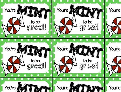 "You're 'MINT' to be great!" Testing Encouragement Tag | TPT