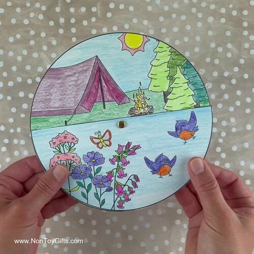 Camping Craft: Camper and Tent, Day and Night, Coloring Spinner Summer ...