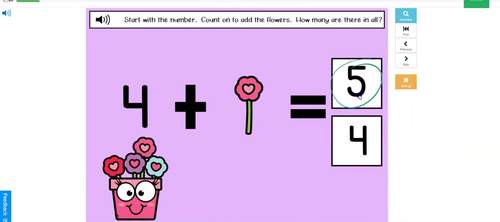Kindergarten Addition to 5 Counting On Strategy Valentine Boom™ Cards