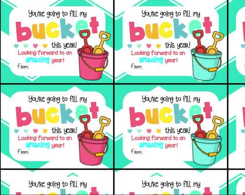 Beach Bucket (Pail) Beginning of Year Gift Tag- You're going to fill my ...