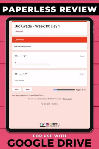 3rd Grade Paperless Math Morning Work | Google Classroom Spiral Review ...
