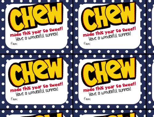Chewy Granola Bars End of Year Gift Tag- Chew made this year so sweet!