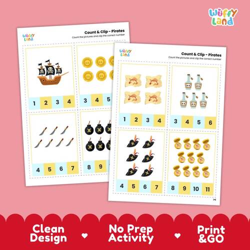 Pirate Counting Clip Cards 1-20 | Preschool Math Center | Kindergarten ...