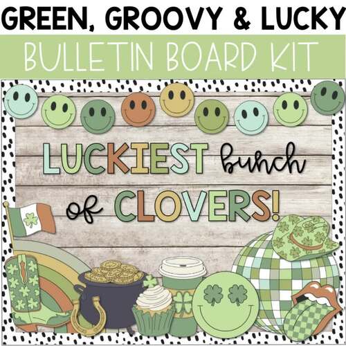 Green, Groovy & Lucky Bulletin Board Decor Kit / Retro Classroom Decor