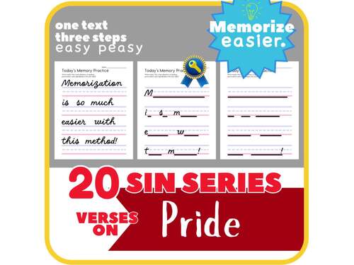 CURSIVE Copywork | 20 Bible Verses on PRIDE | Handwriting & Memorization