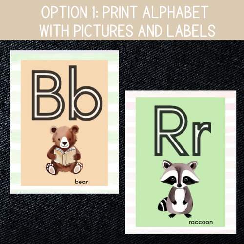 Alphabet Display Set for Classroom- Watercolor woodland animals ...