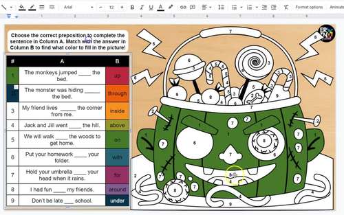 October Color by Number Math & ELA Review Google Slides 2nd / 3rd BUNDLE