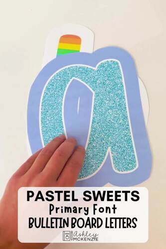 Pastel Sweets Primary Font A-Z Bulletin Board Letters, Punctuation, Numbers