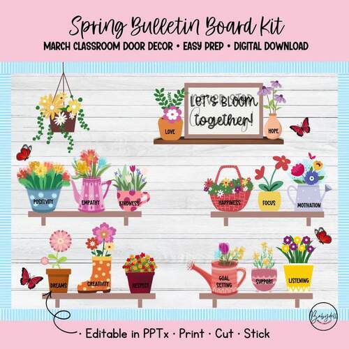 Spring Bulletin Board Kit: Growth Mindset Plants | SEL Classroom Decor