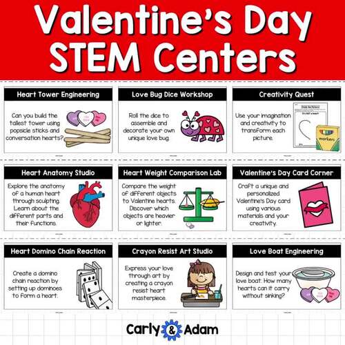 Valentine's Day STEM Centers Valentine's Cards, Creativity, Hearts, Party