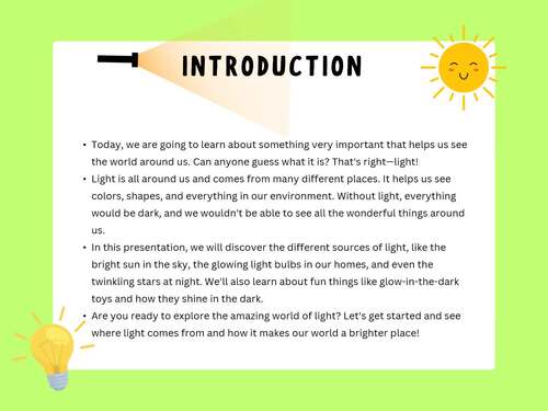 Sources of Light Interactive PowerPoint Presentation + Quiz for K 1st ...