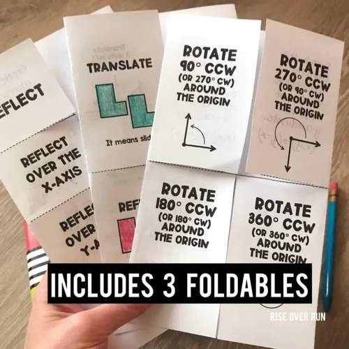 Transformations Foldable Set for Interactive Notebooks by Rise over Run