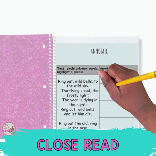 READING COMPREHENSION POETRY Alfred, Lord Tennyson PRINTABLE by LA Coach