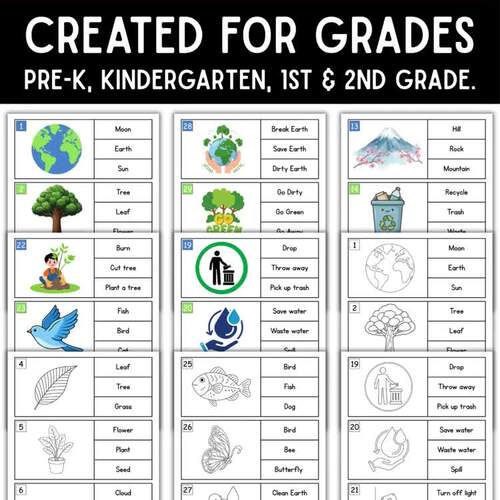 Earth Day Vocabulary Clip Cards | Environmental Literacy | April ESL ...