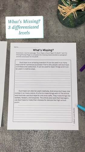 ECR Extended Constructed Response Practice Passages Prompts Activity