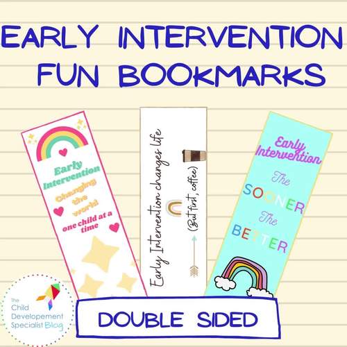 Early Intervention bookmarks fun and inspiring | TPT