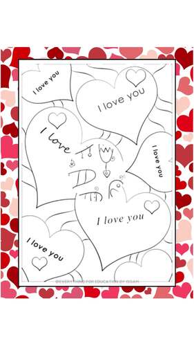 Valentine's Day Cards coloring pages.Happy Valentine. Fun February